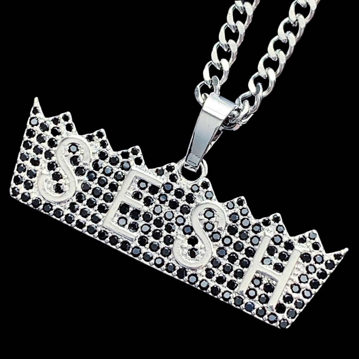 Iced Black 'SESH Crown' Necklace – Jewelry Designs by ACE